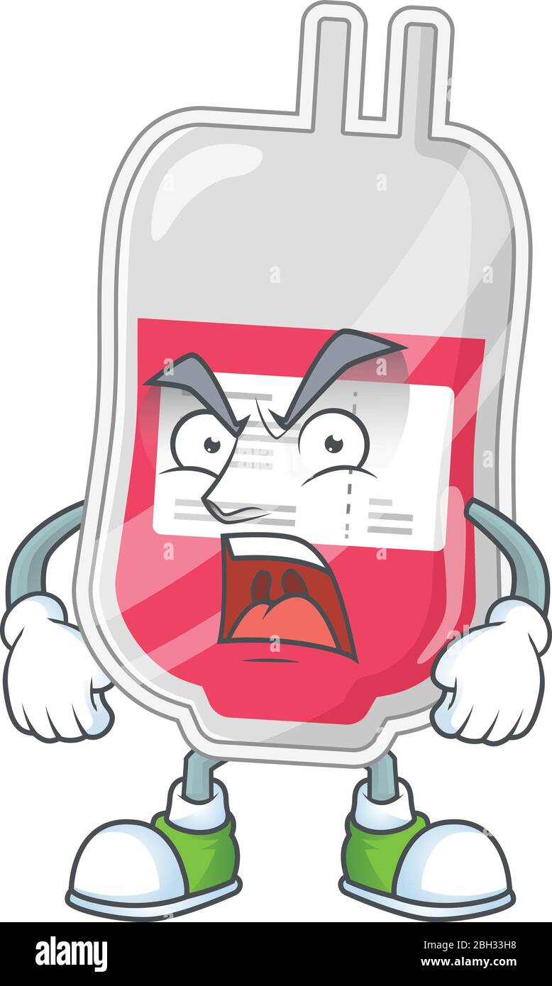 Bag of blood cartoon character design with mad face Stock Vector Image ...
