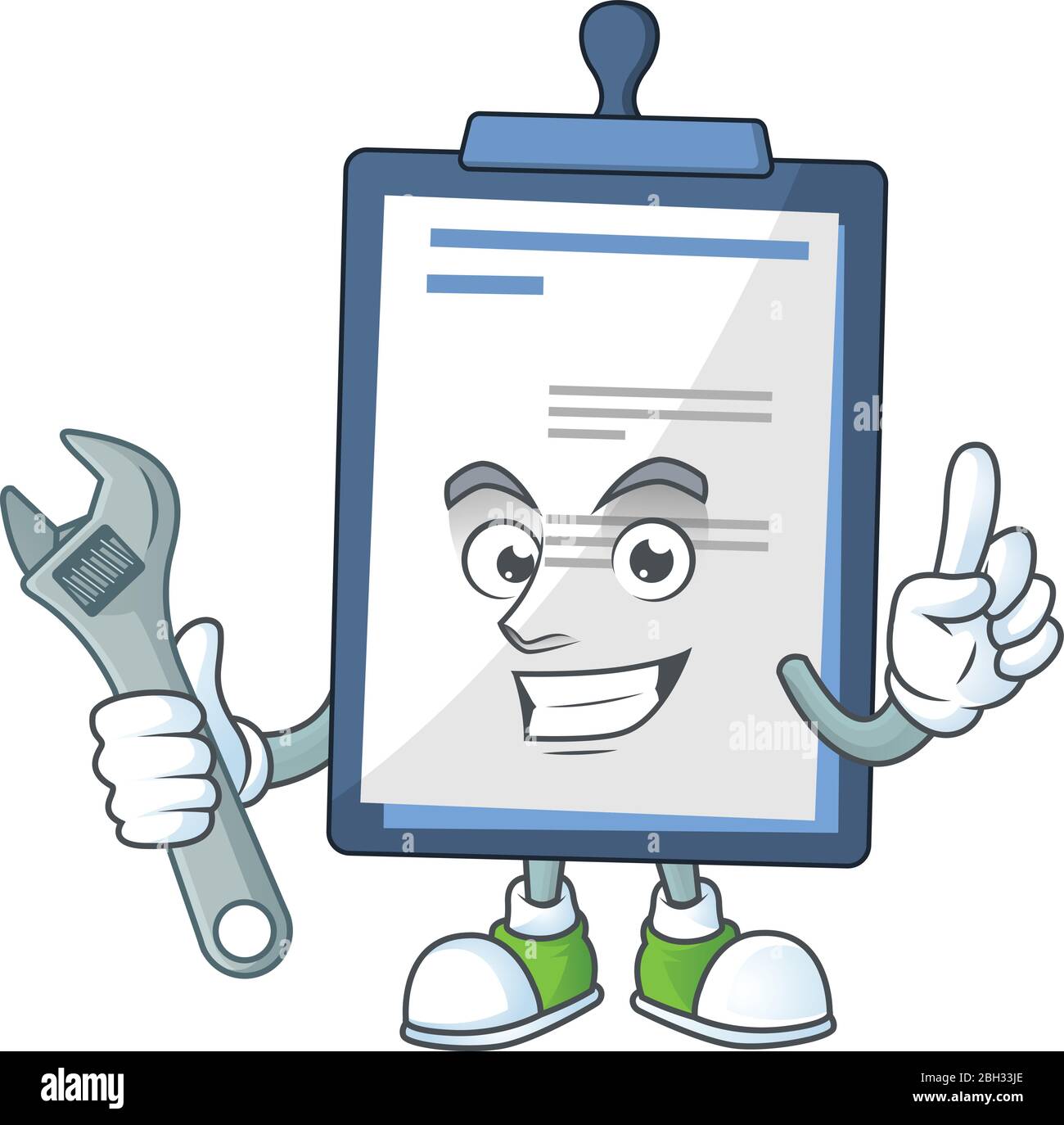 A mechanic medical note mascot character fix a broken machine Stock ...