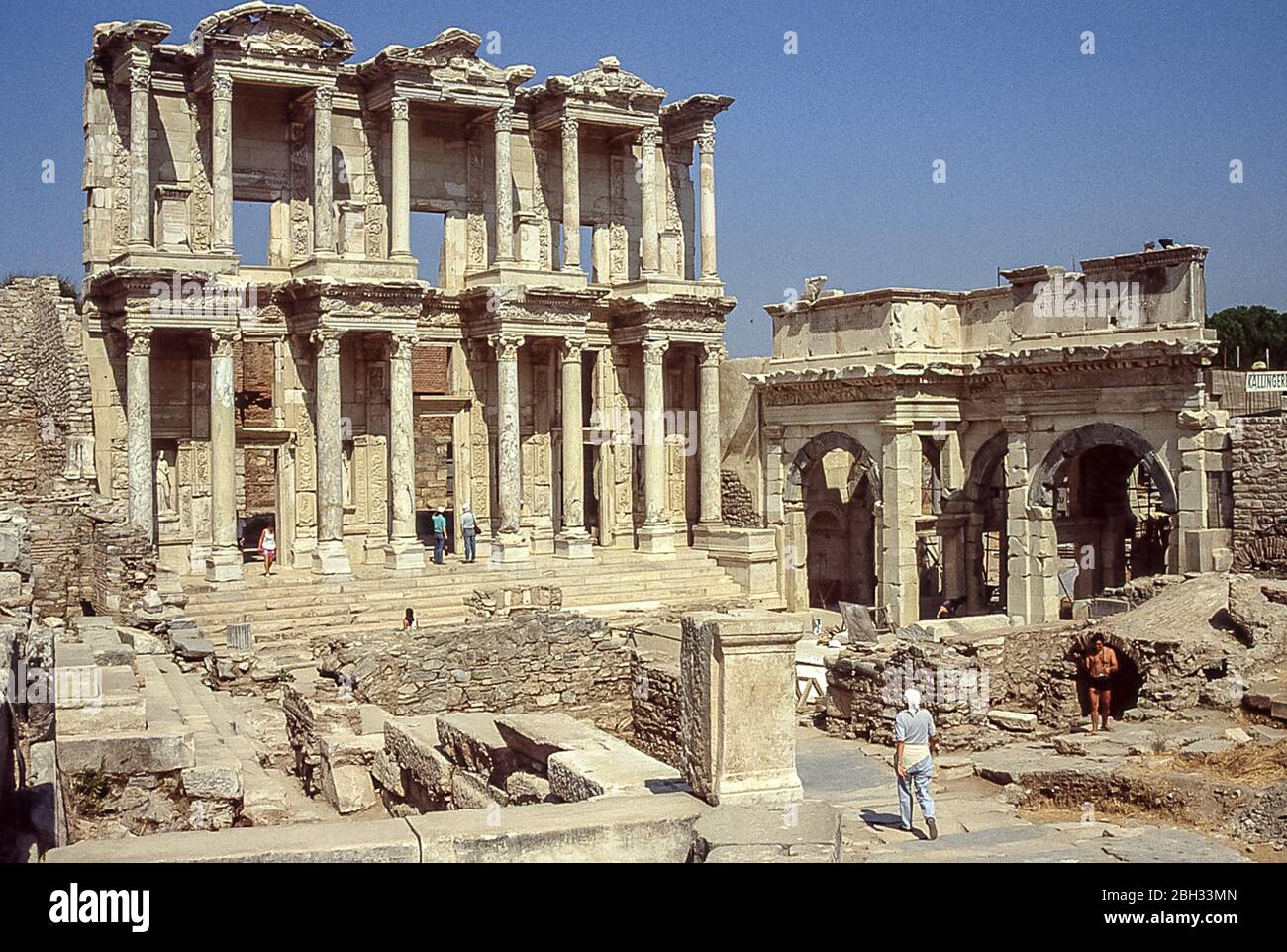Facade of the ancient and famous library of Ephesus, Greek colony in ...