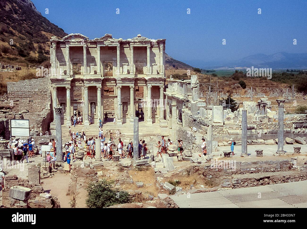 Facade of the ancient and famous library of Ephesus, Greek colony in ...