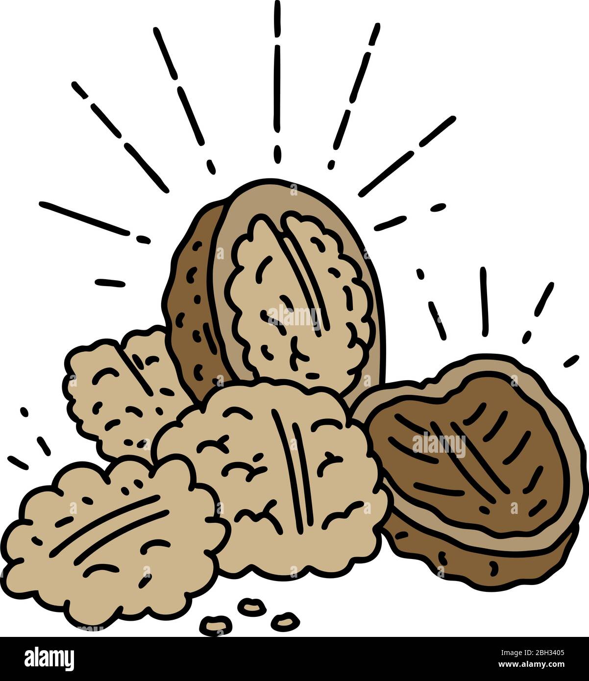 illustration of a traditional tattoo style walnuts with shell Stock ...