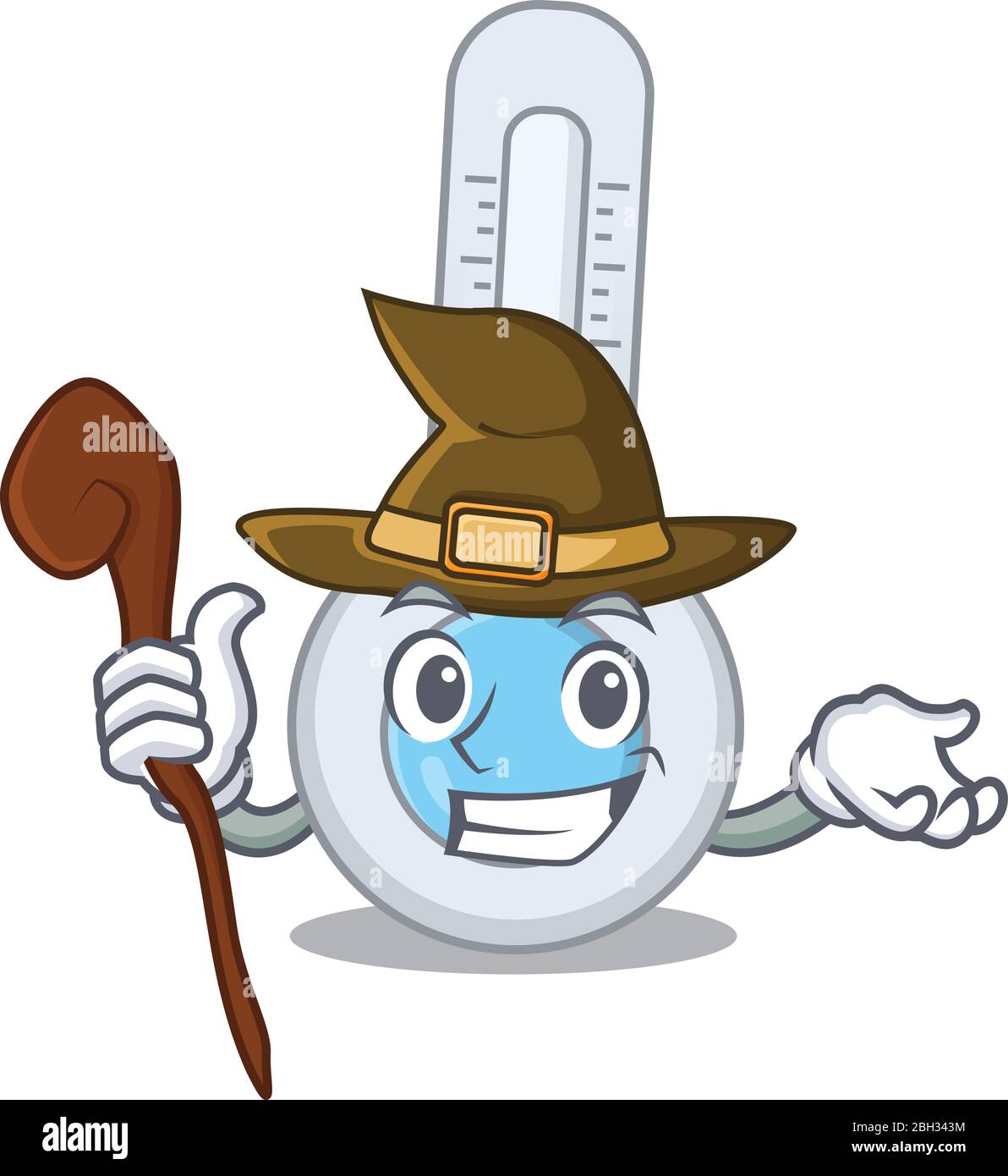 Cold thermometer sneaky and tricky witch cartoon character Stock Vector ...