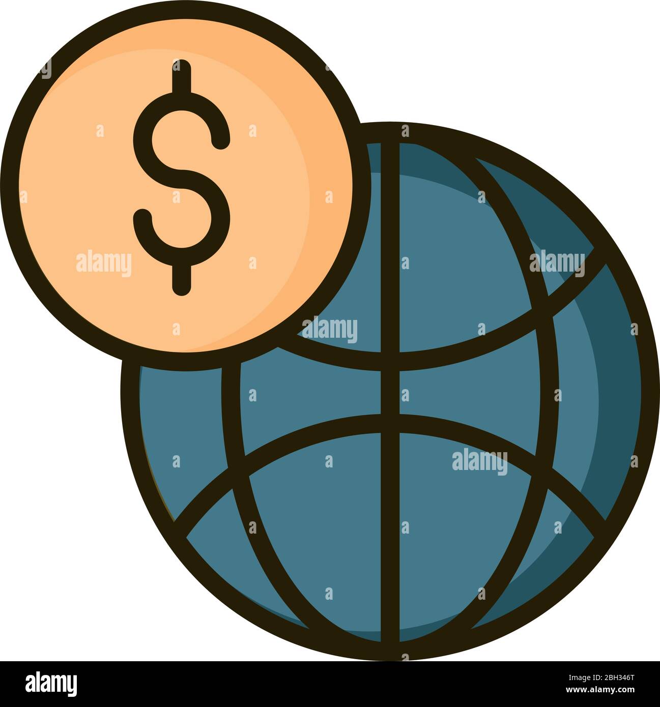 world money financial business stock market vector illustration line ...