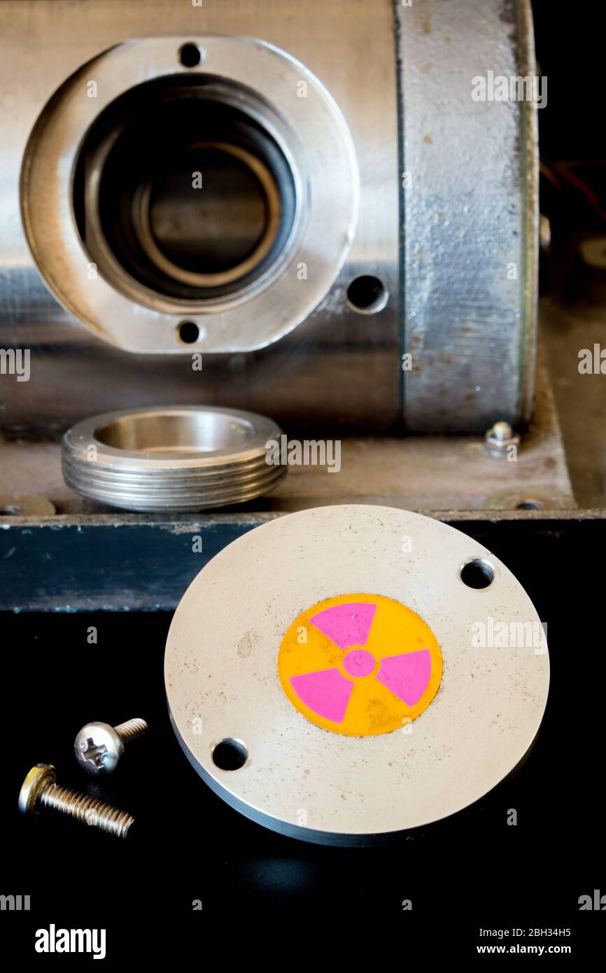 Radioactive container in the part of machinery Stock Photo - Alamy