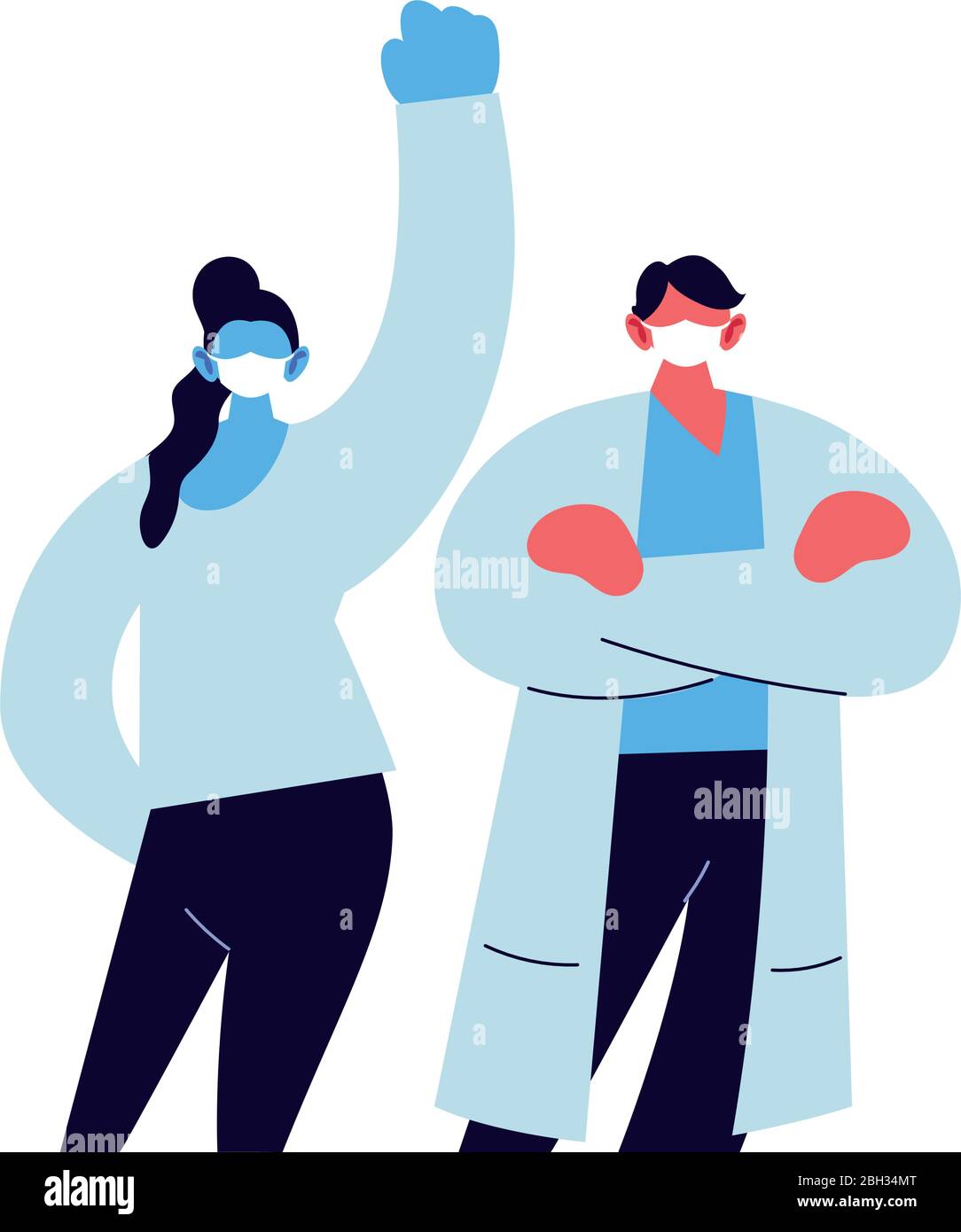 Doctor and patient using face mask vector illustration design Stock ...