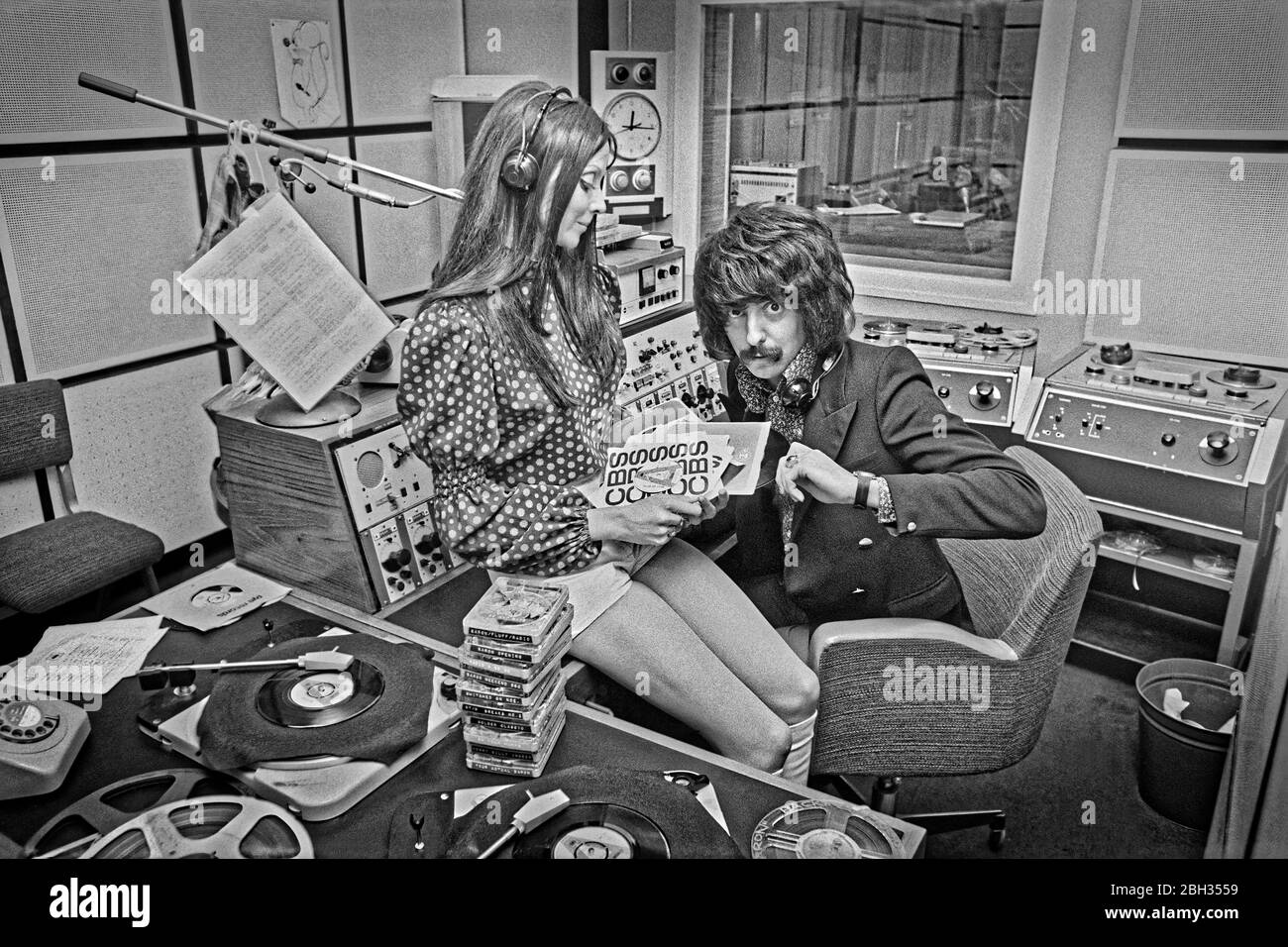 BBC DJ 'The Baron' at Radio Manchester in the early days of the station ...