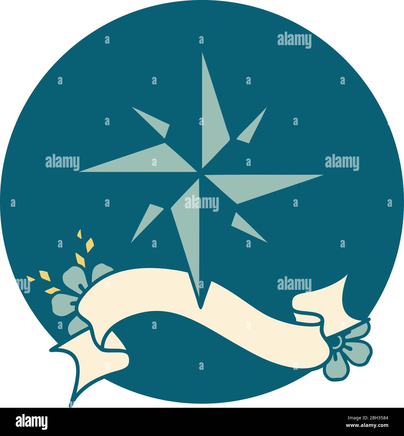 tattoo style icon with banner of a star Stock Vector Image & Art - Alamy
