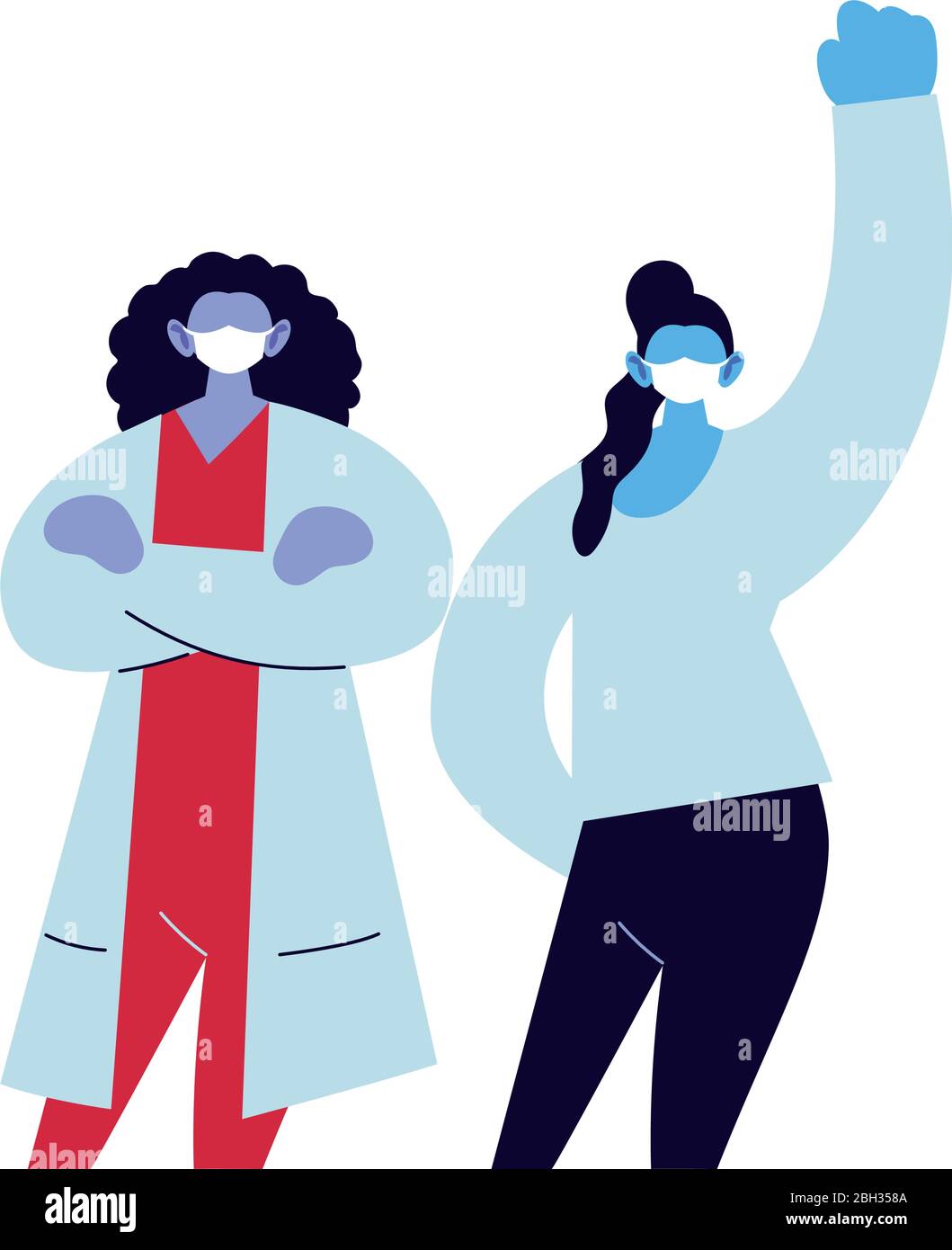 Doctor and patient using face mask vector illustration design Stock ...
