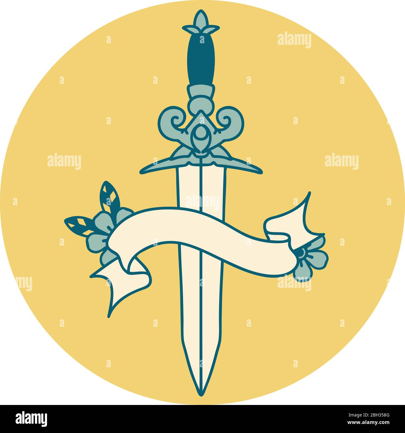tattoo style icon with banner of a dagger Stock Vector Image & Art - Alamy