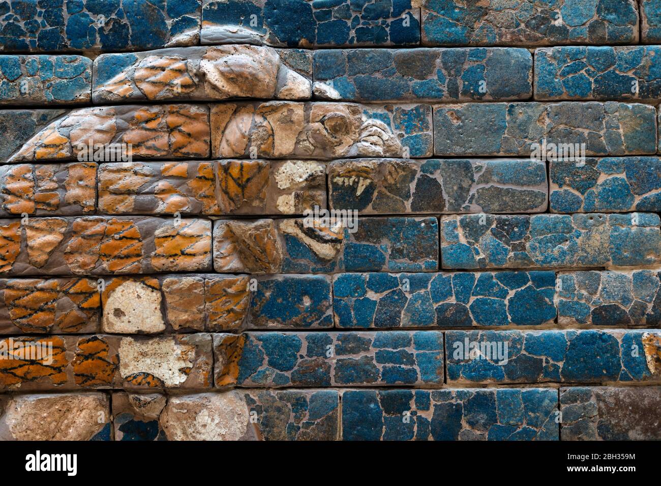 old lion relief on glazed bricks wall from ancient Babylon Stock Photo ...