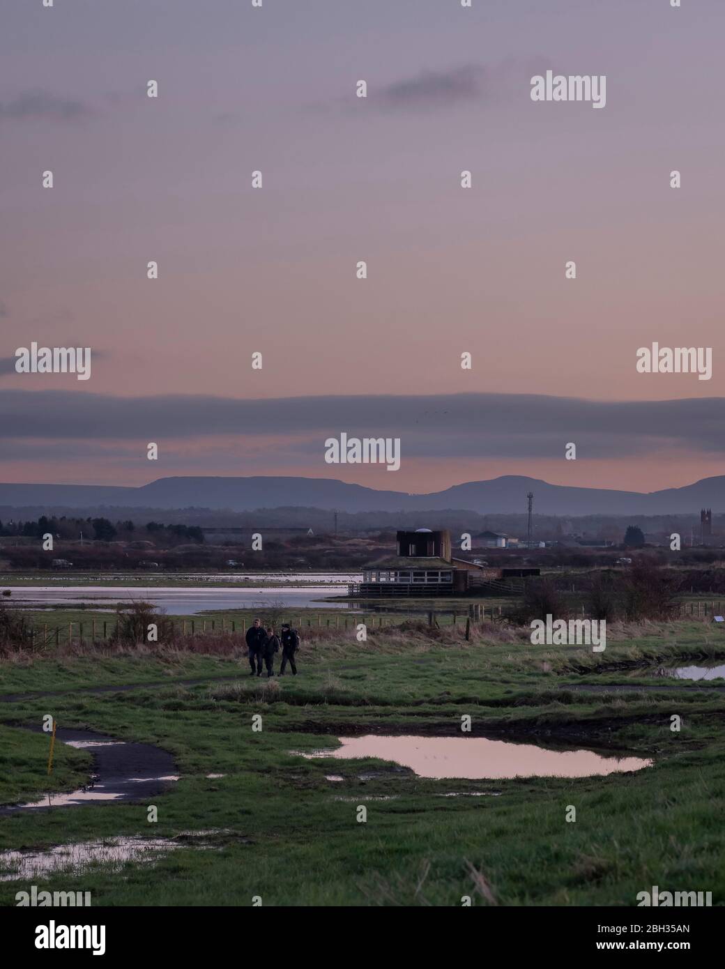 The hide in context at dusk. Saltholme Pools Hide, Middlesbrough ...