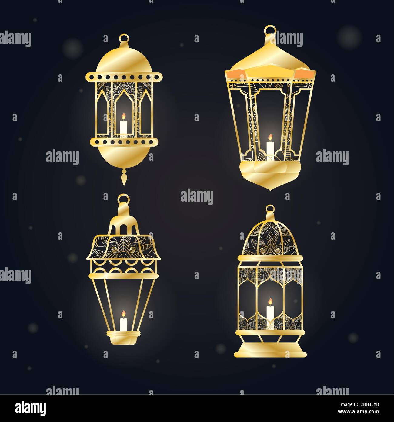 eid mubarak celebration lamps hanging Stock Vector Image & Art - Alamy