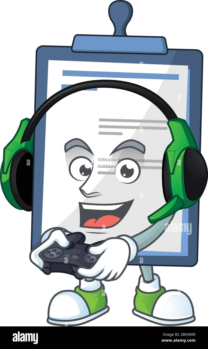 A cartoon design of medical note talented gamer play with headphone and ...