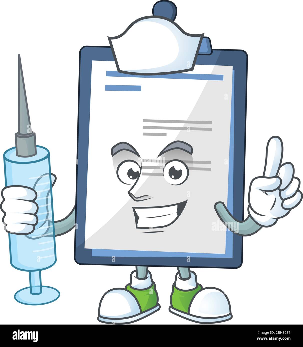 Friendly Nurse medical note mascot design style using syringe Stock ...