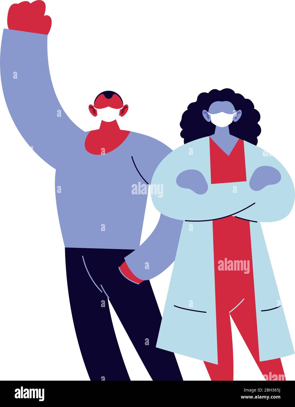 Doctor and patient using face mask vector illustration design Stock ...