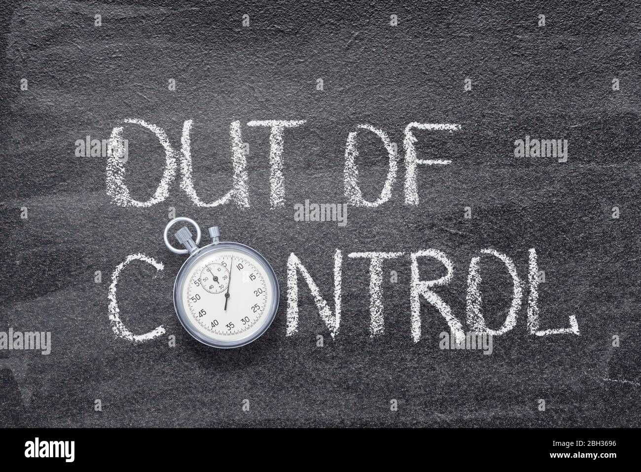 out of control phrase written on chalkboard with vintage precise ...