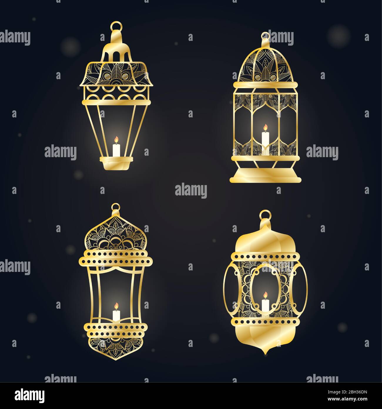 eid mubarak celebration lamps hanging Stock Vector Image & Art - Alamy