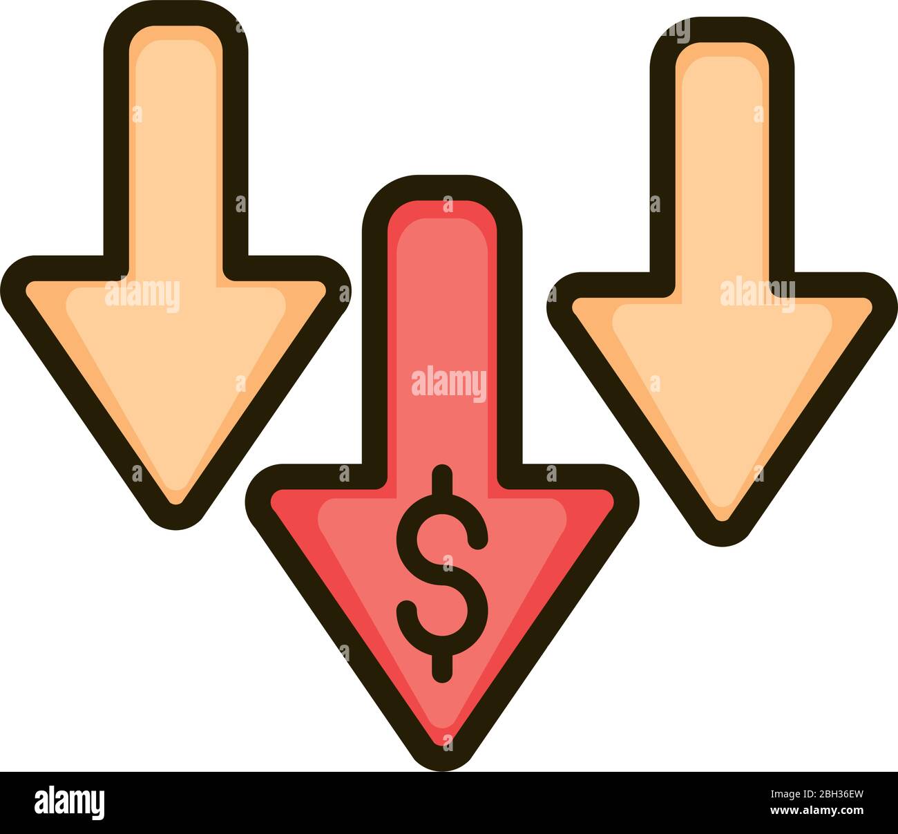 downturn arrows money crisis financial business stock market vector ...