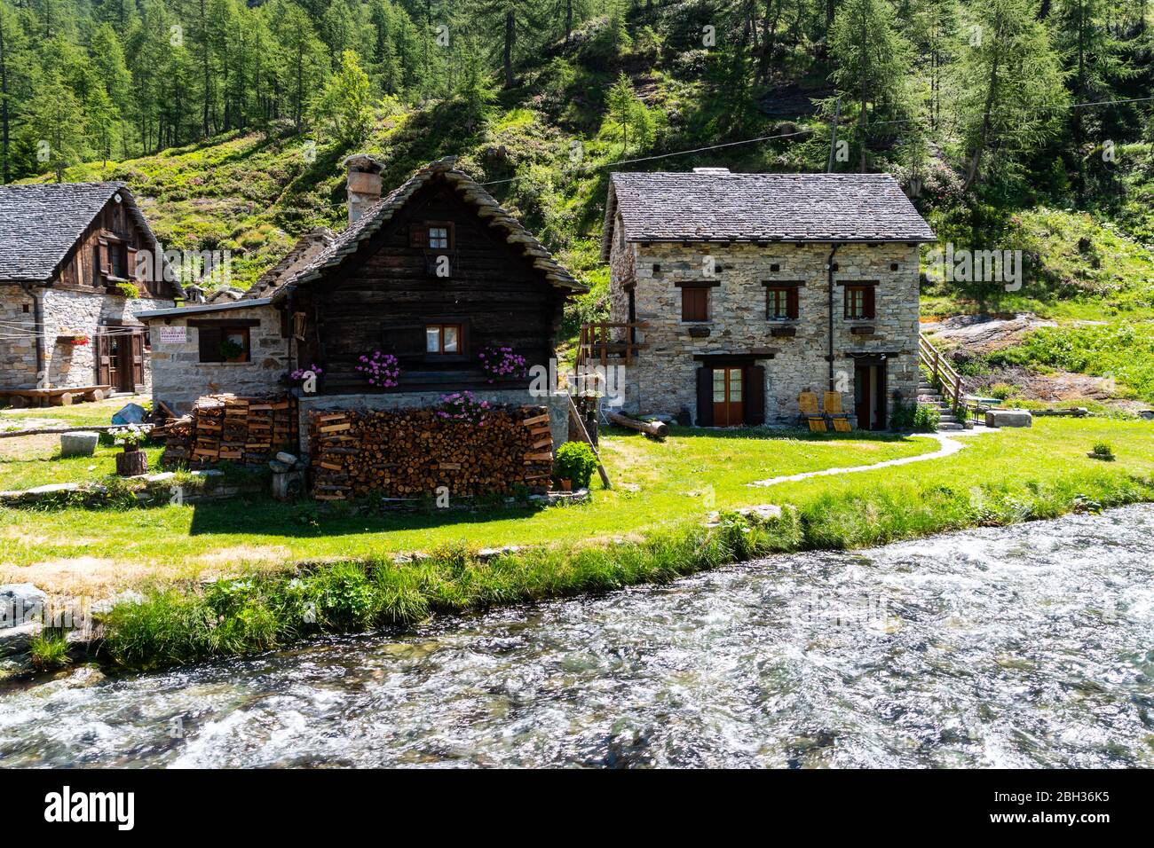 The mountain village of Crampiolo present at Alpe Devero, Lepontine ...