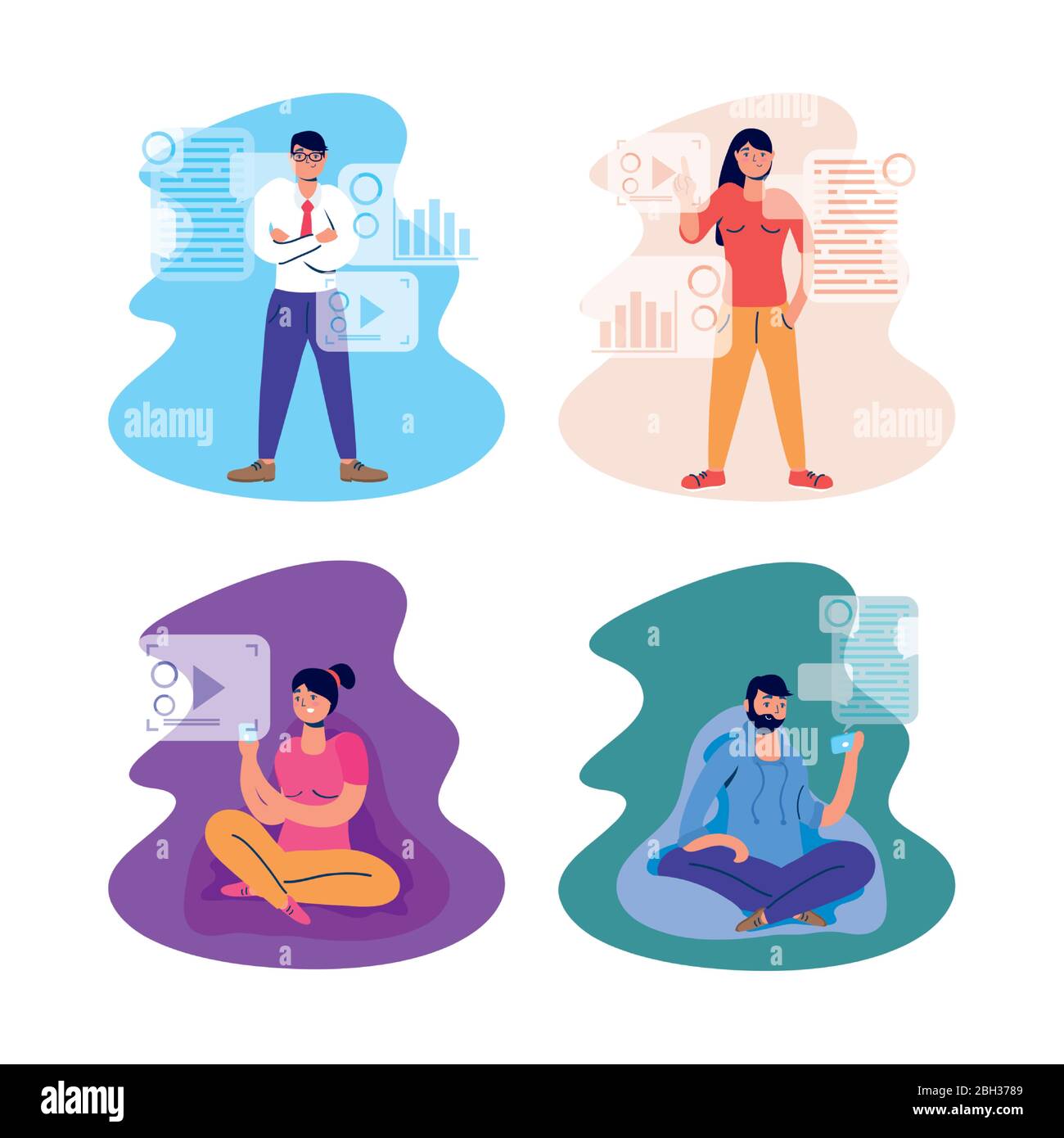 young people using technology characters Stock Vector Image & Art - Alamy