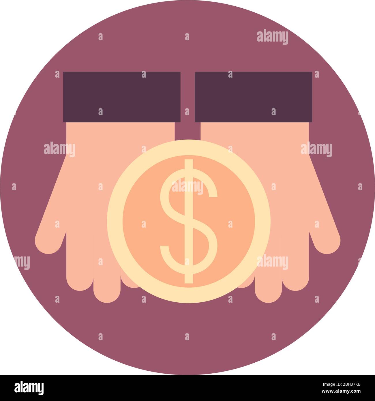 mobile banking, hands with money coin vector illustration block style ...