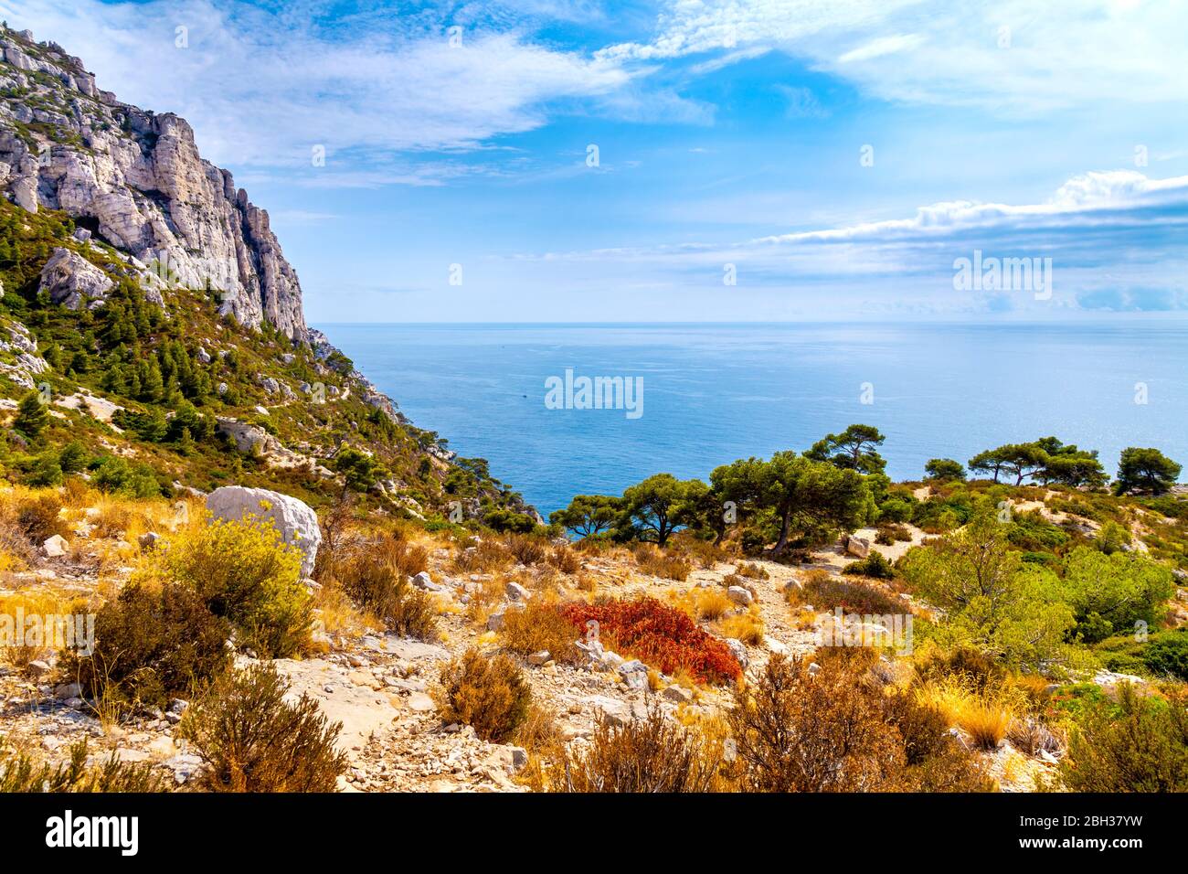 Scenic landscape at the Calanques National Park (Parc national des ...