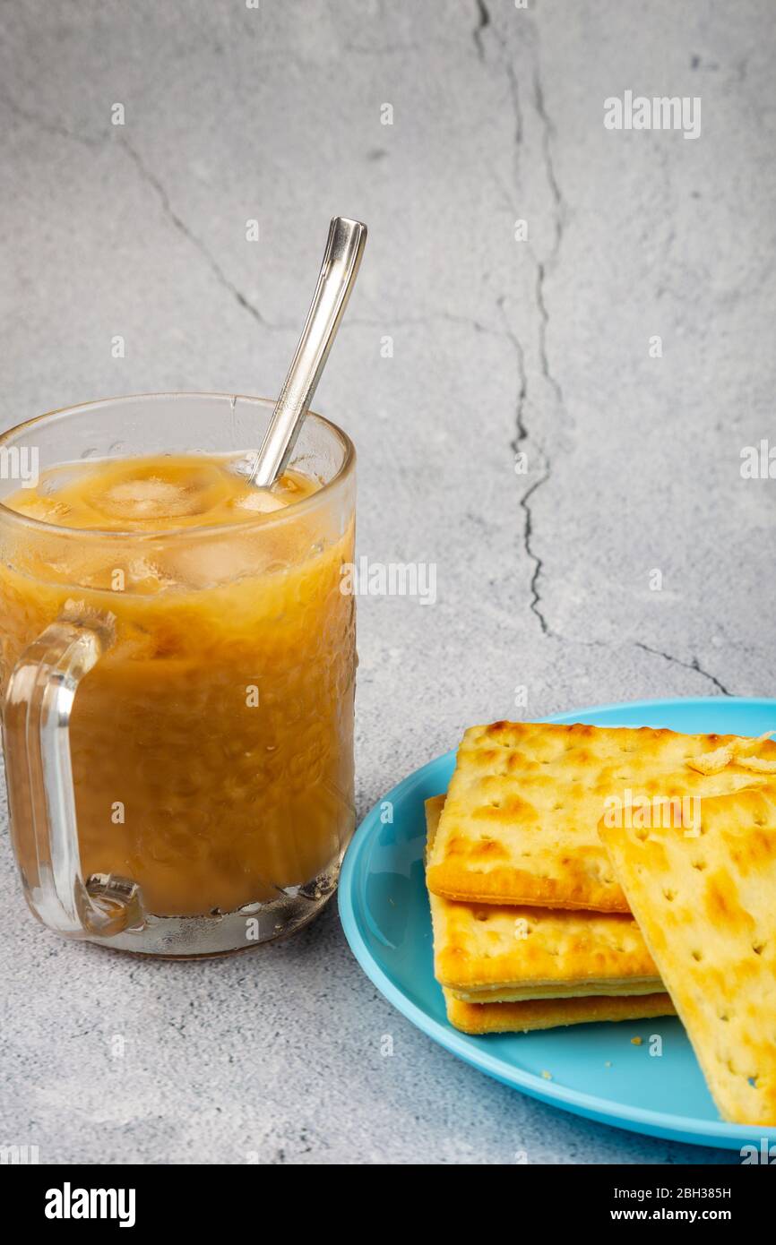 Cup cold coffee crackers hi-res stock photography and images - Alamy