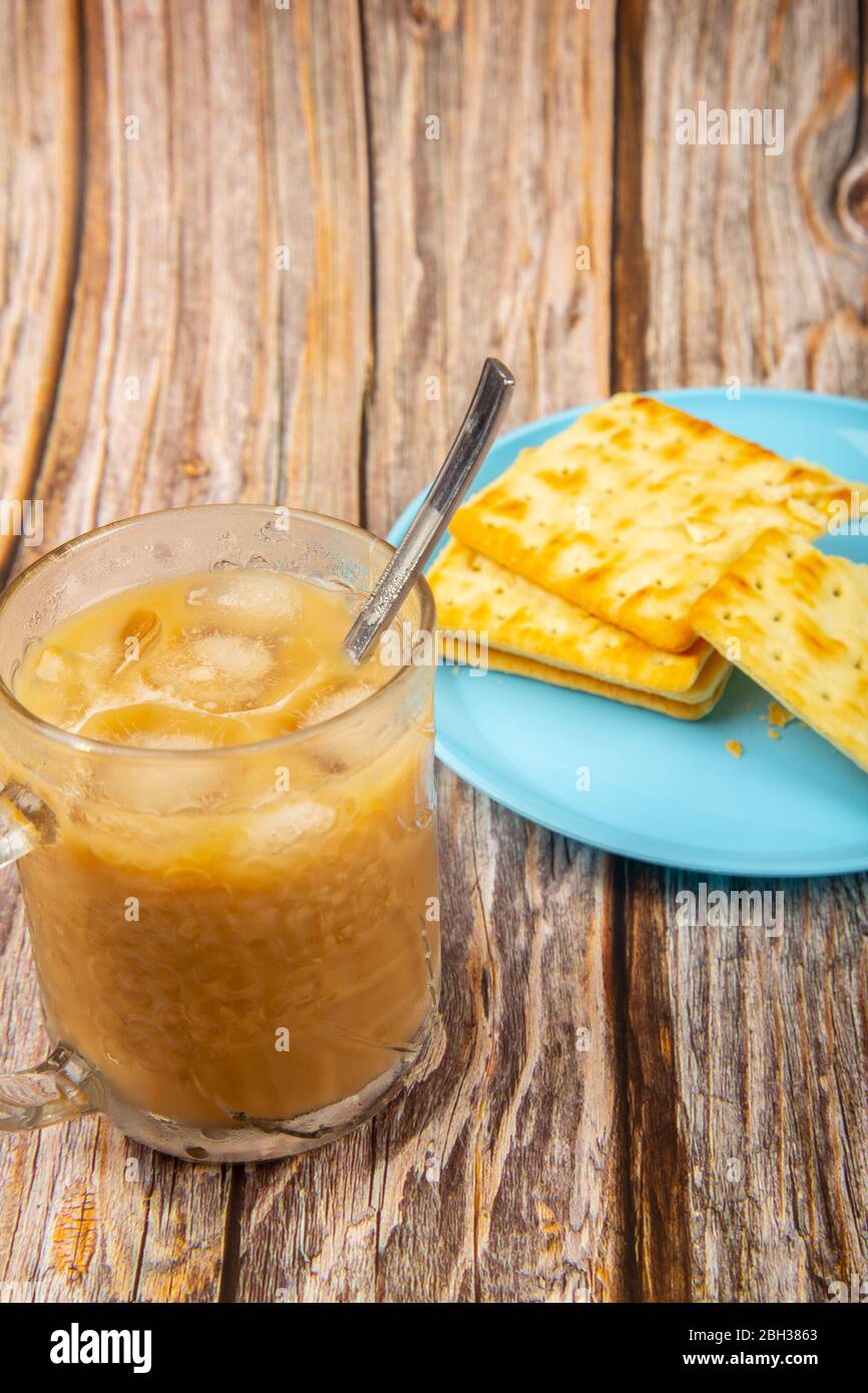 Cup cold coffee crackers hi-res stock photography and images - Alamy