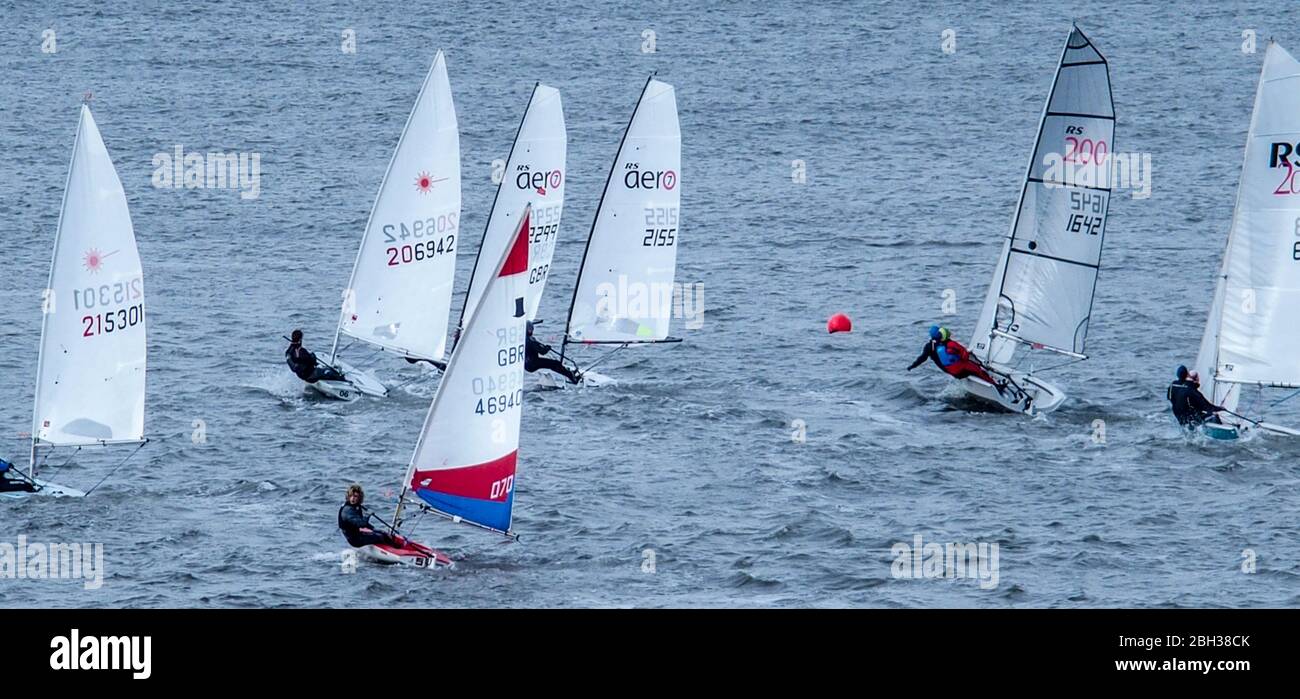 Sailing Dinghy Racing, East Lothian Yacht Club, North Berwick Stock ...