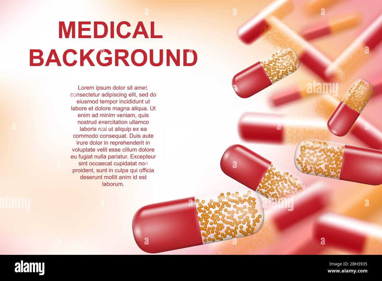 Abstract Medical banner ads. Realistic painkillers pills, antibiotics ...