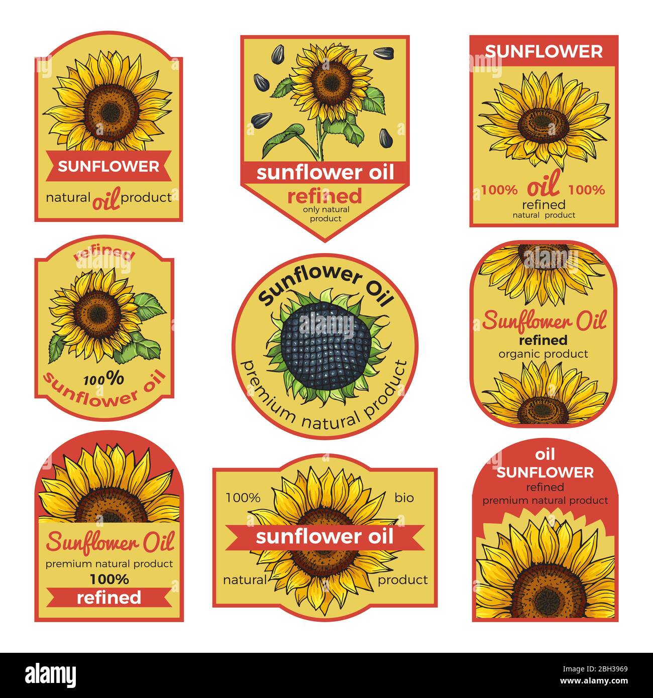 Labels for sunflower oil. Vector illustration with place for your text ...