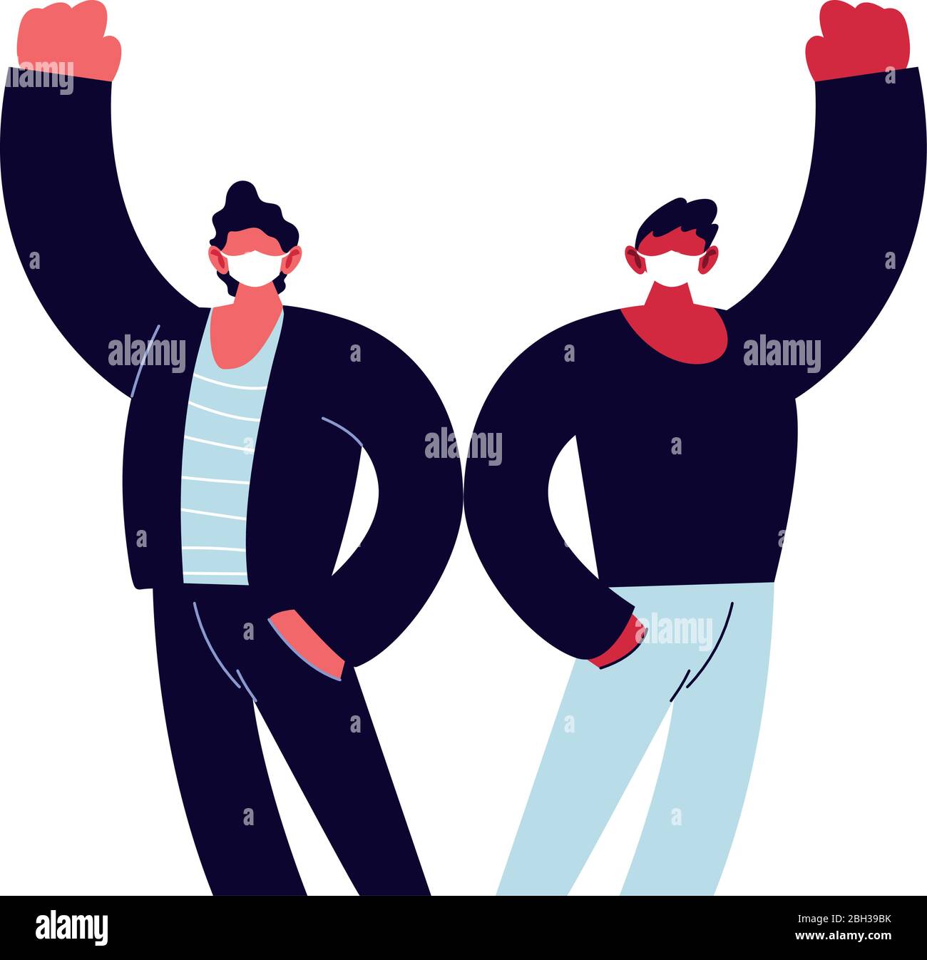 young men positive using face masks vector illustration design Stock ...