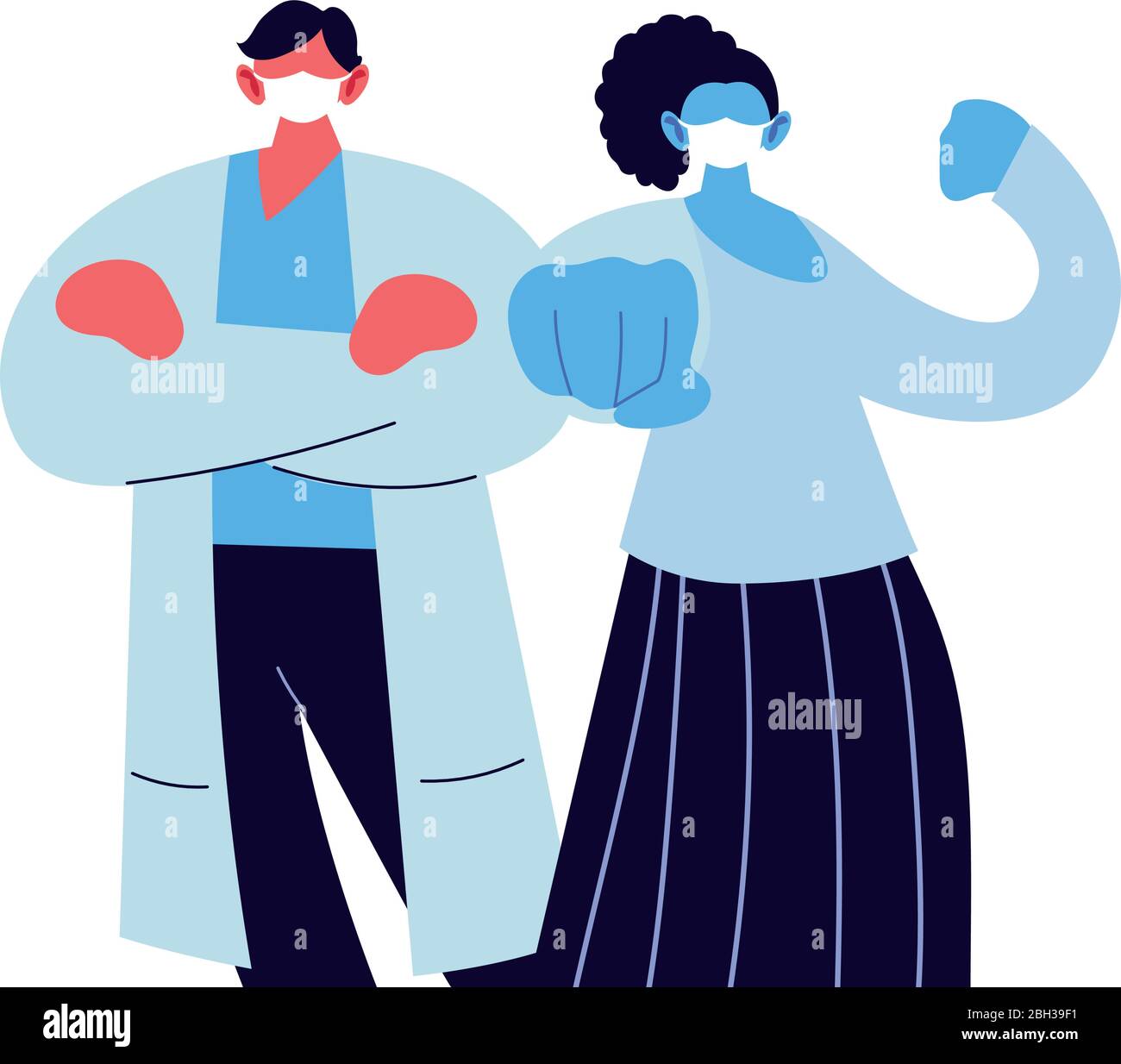 Doctor and patient using face mask vector illustration design Stock ...