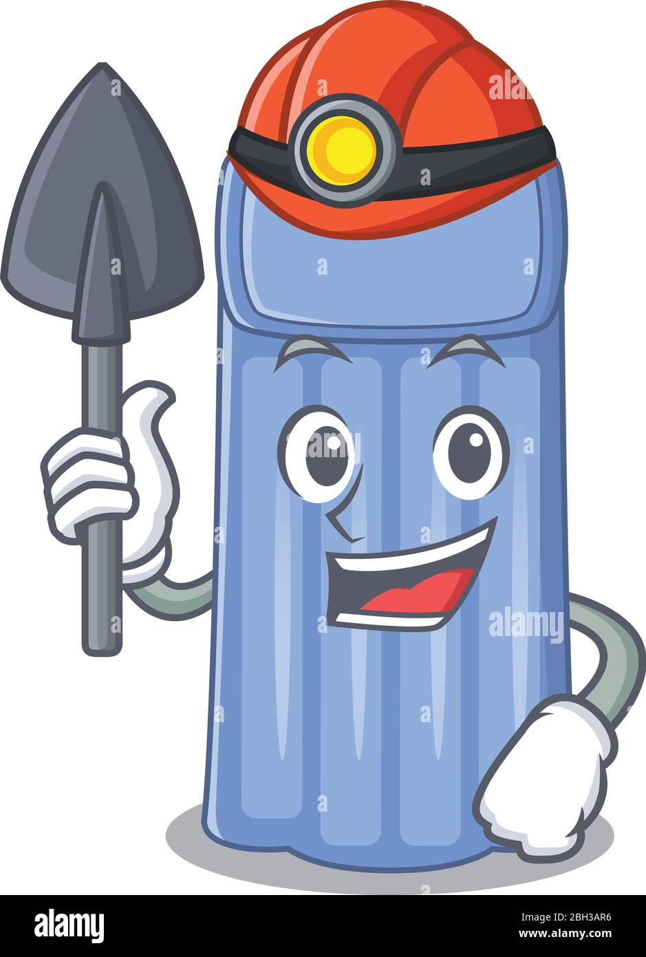 Water mattress miner cartoon design concept with tool and helmet Stock ...