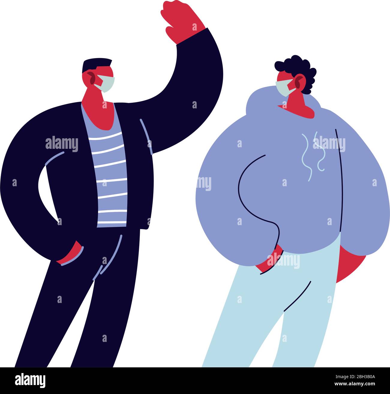 young men using face masks vector illustration design Stock Vector ...