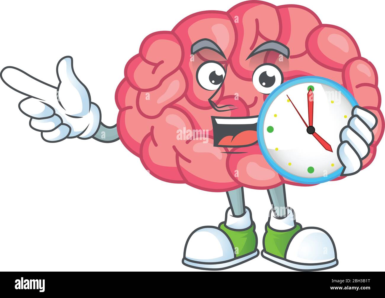 Brain mascot design concept holding a circle clock Stock Vector Image ...