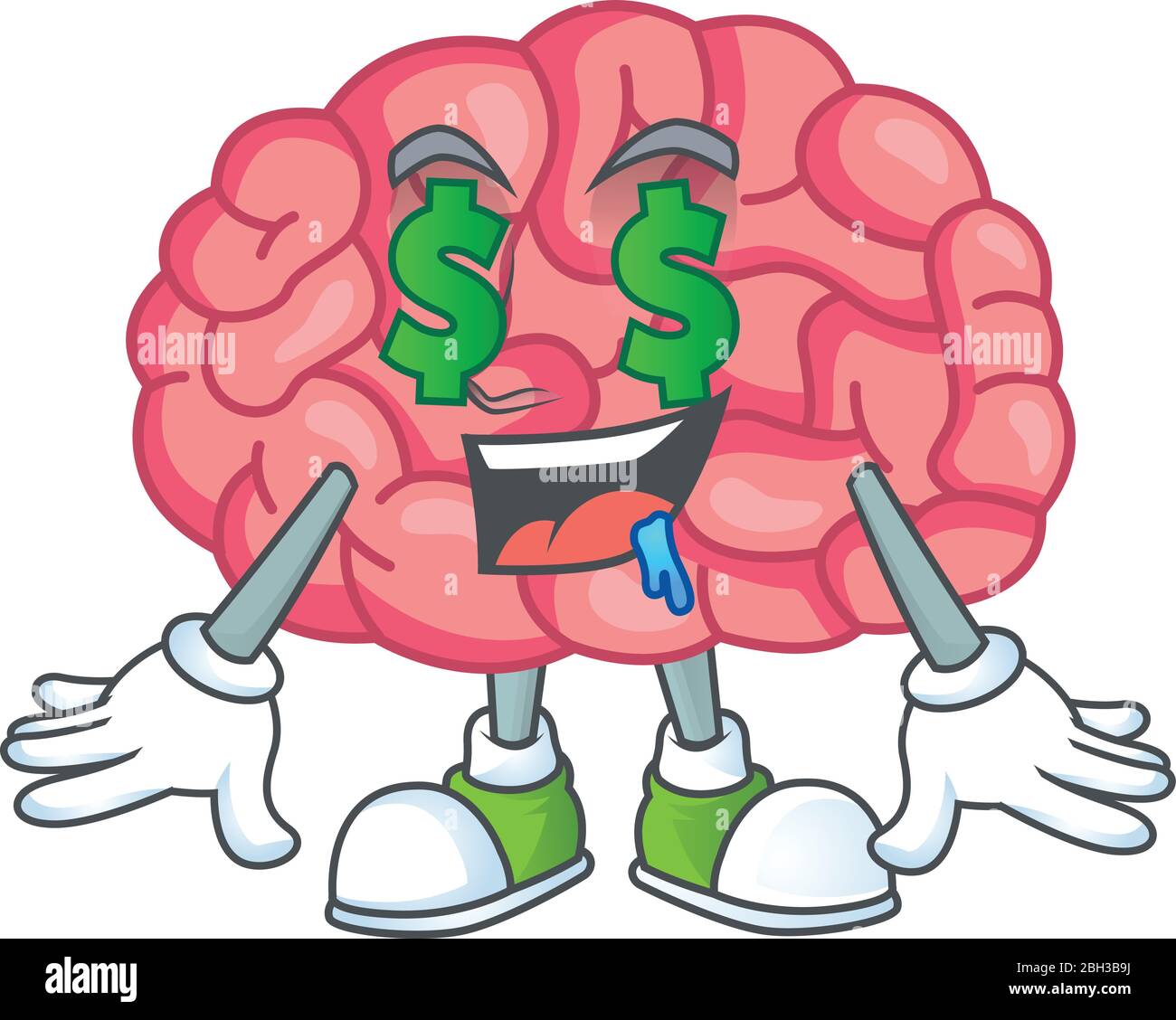mascot character style of rich brain with money eyes Stock Vector Image ...