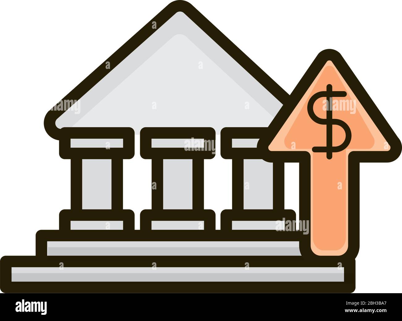bank growing arrow business financial investing vector illustration ...