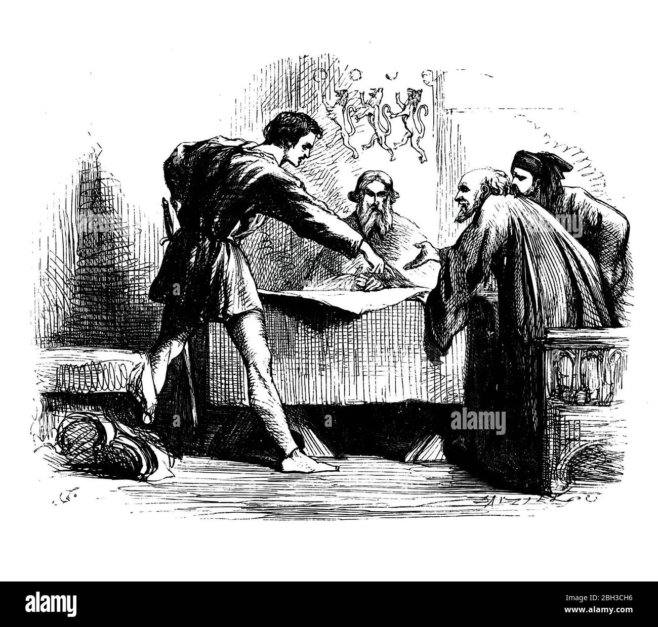 Victorian illustration (reading and writing Stock Photo - Alamy