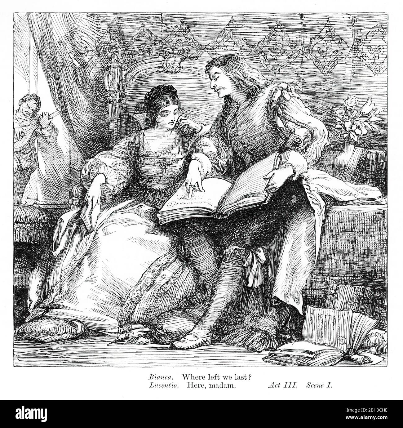 Victorian illustration (reading and writing Stock Photo - Alamy