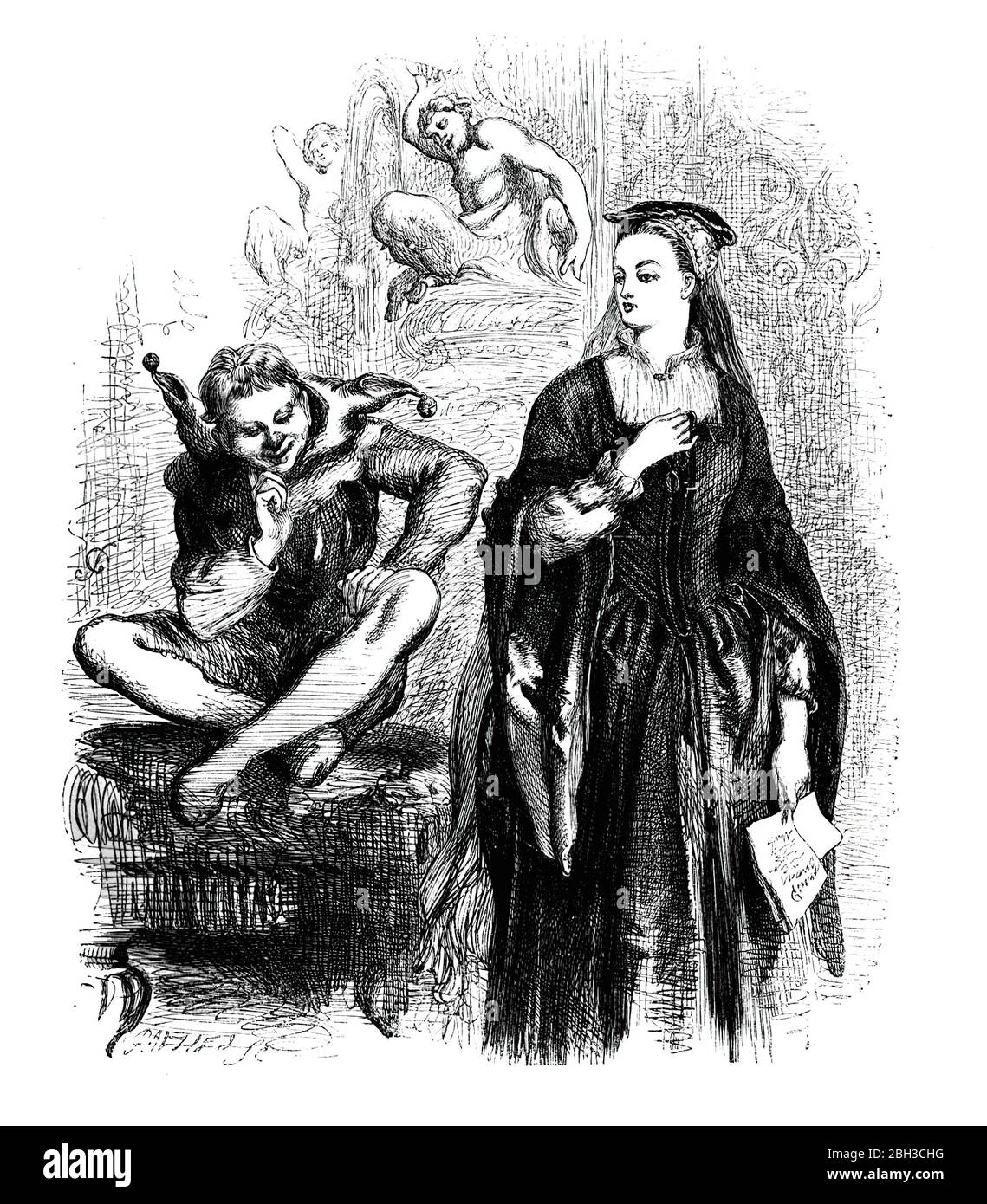 Victorian illustration (reading and writing Stock Photo - Alamy