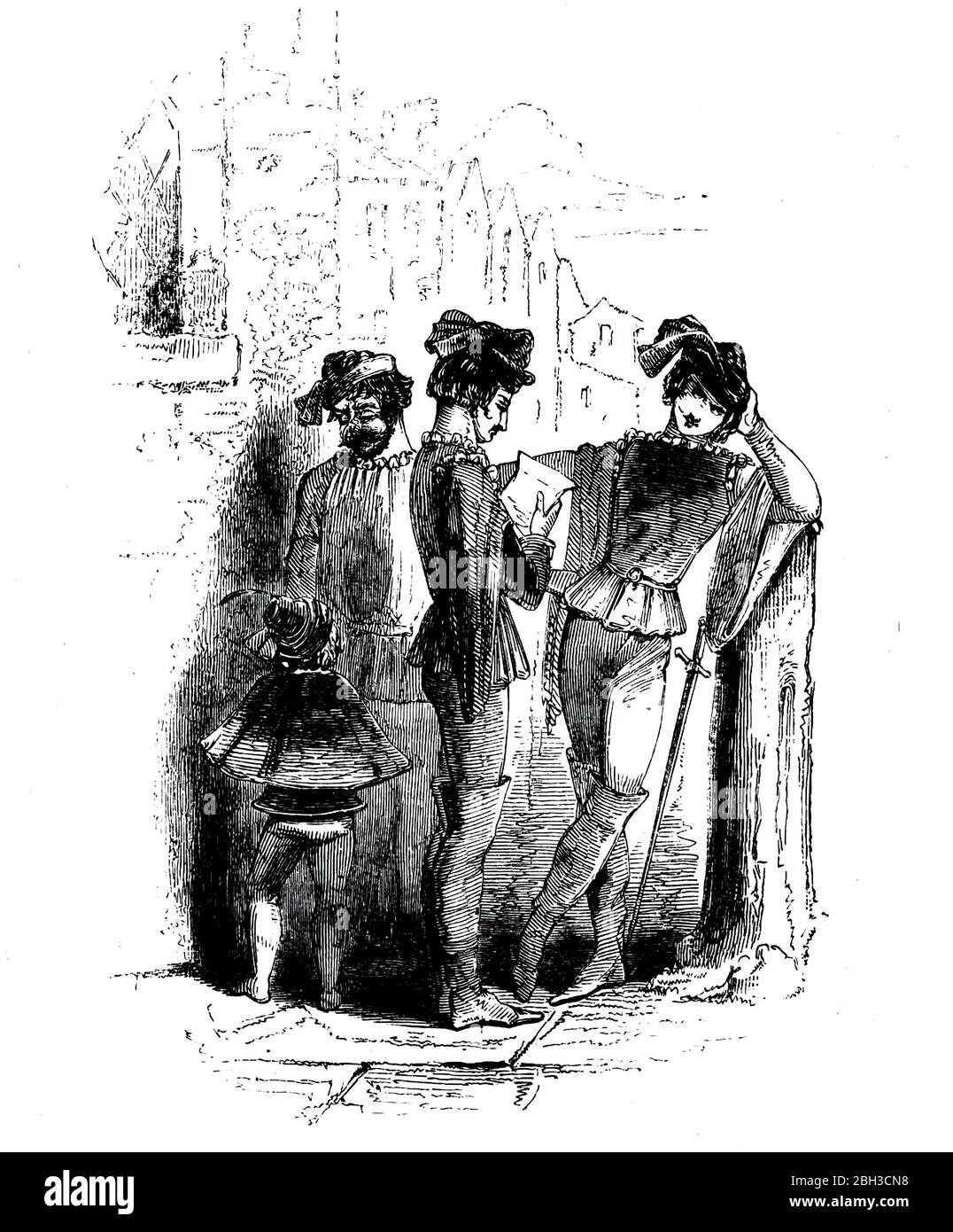 Victorian illustration (reading and writing Stock Photo - Alamy