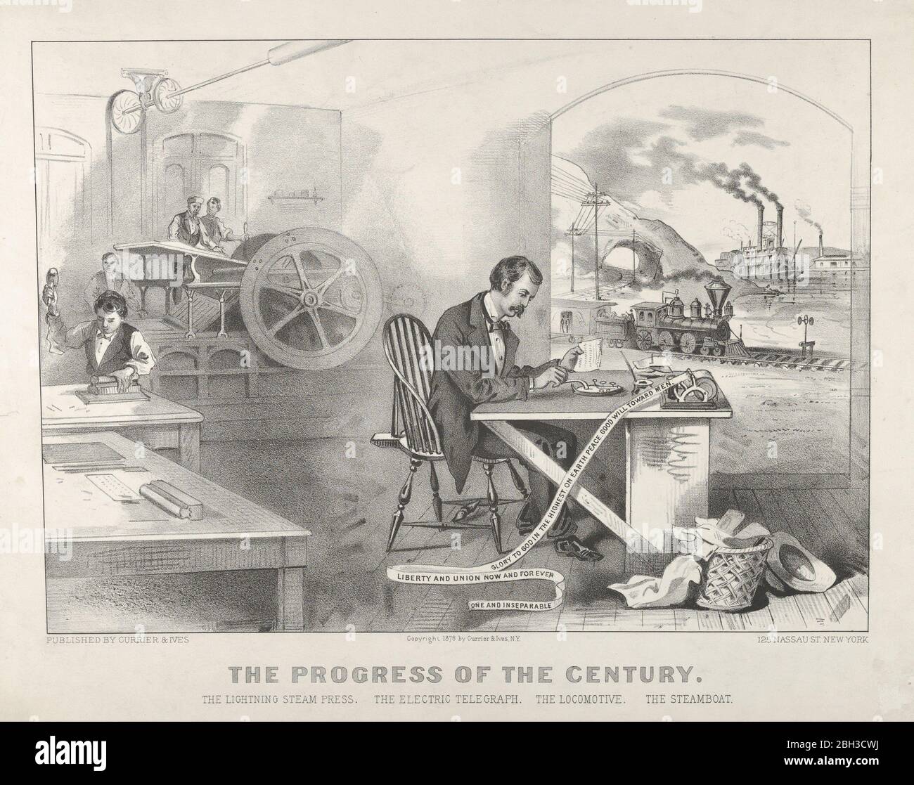 The Progress of the Century - The Lightning Steam Press. The Electric ...