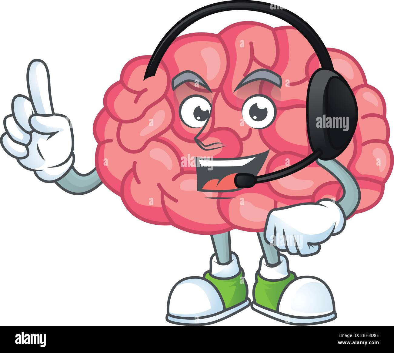 Brain cartoon character style speaking on headphone Stock Vector Image ...