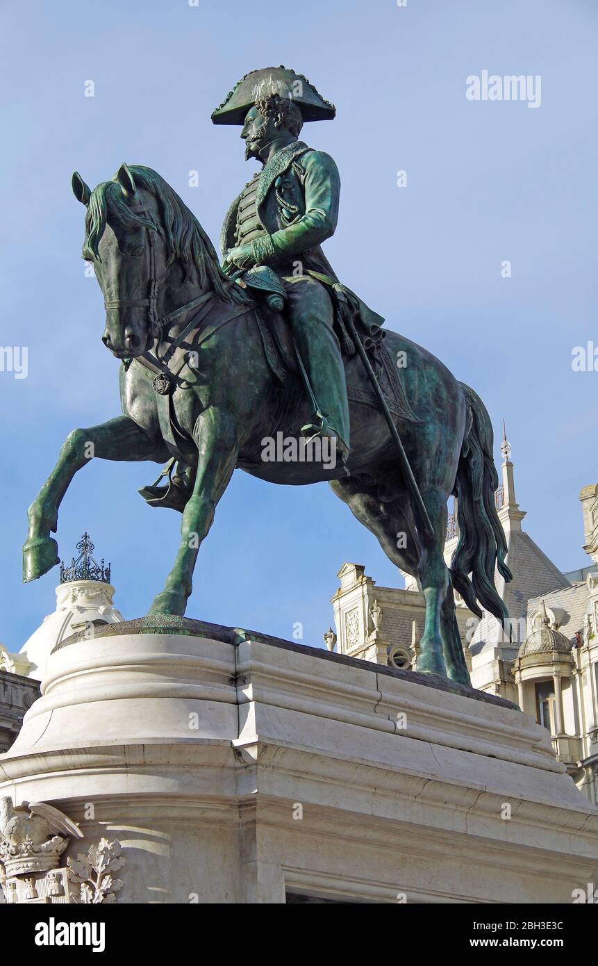 Bronze Equestrian statue of King Pedro IV, 1798-1834,of Portugal and ...