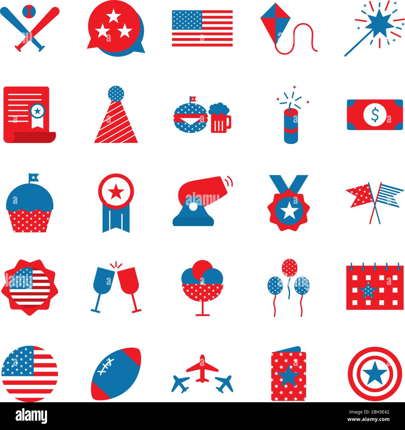 Independence day flat style icon set vector design Stock Vector Image ...