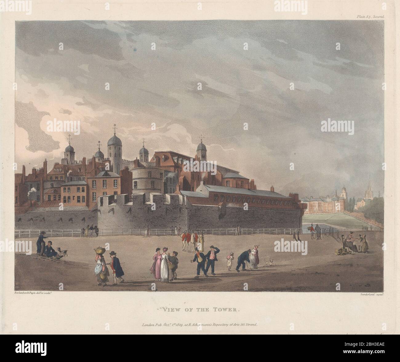 Tower of london moat etching hi-res stock photography and images - Alamy