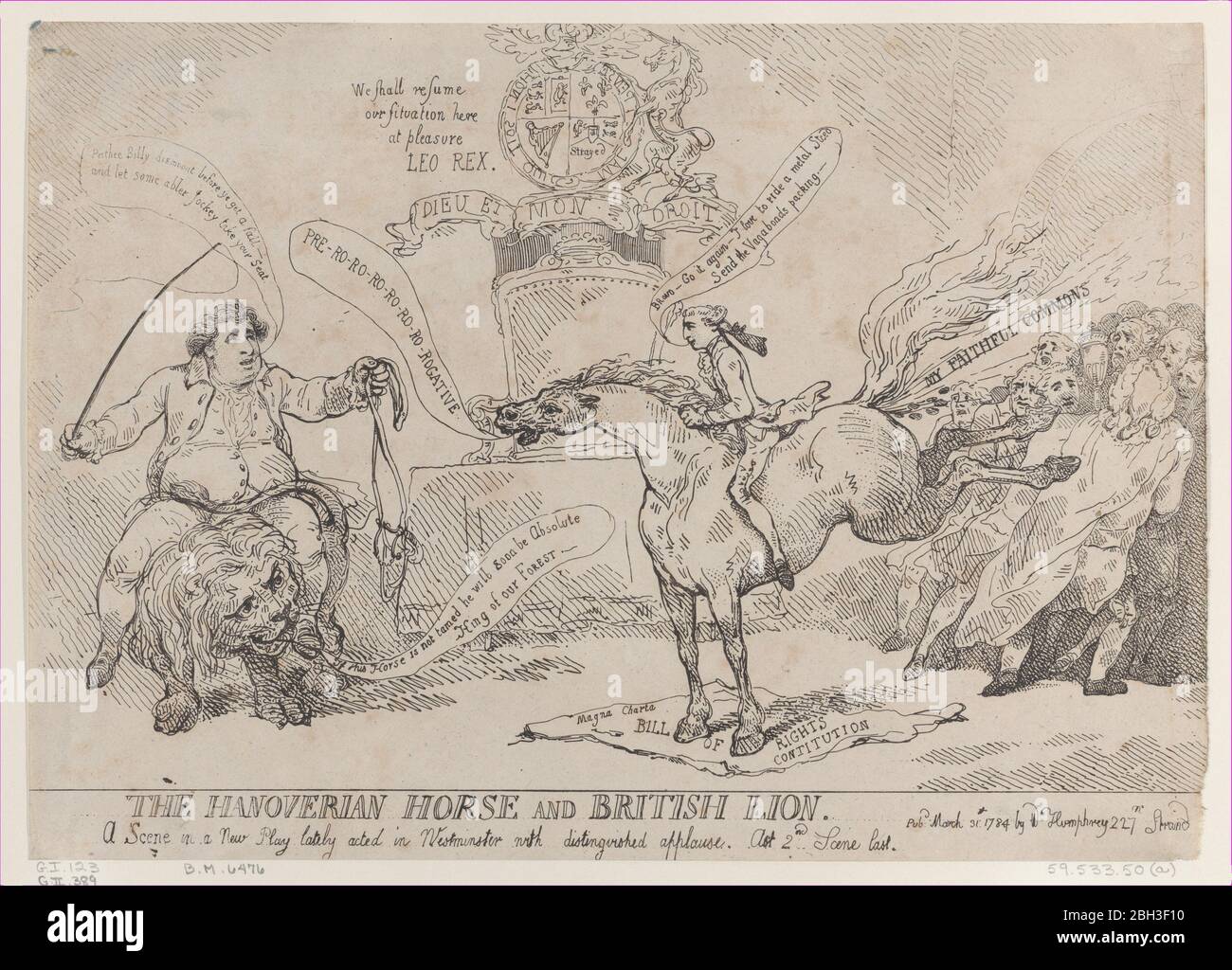The Hanoverian Horse and British Lion, March 31, 1784 Stock Photo - Alamy