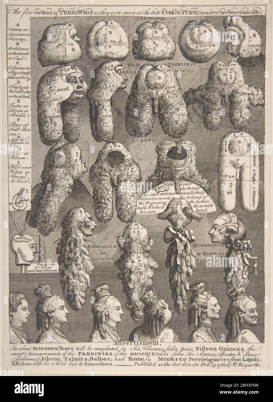 The Five Orders of Periwigs, November 1761 Stock Photo - Alamy