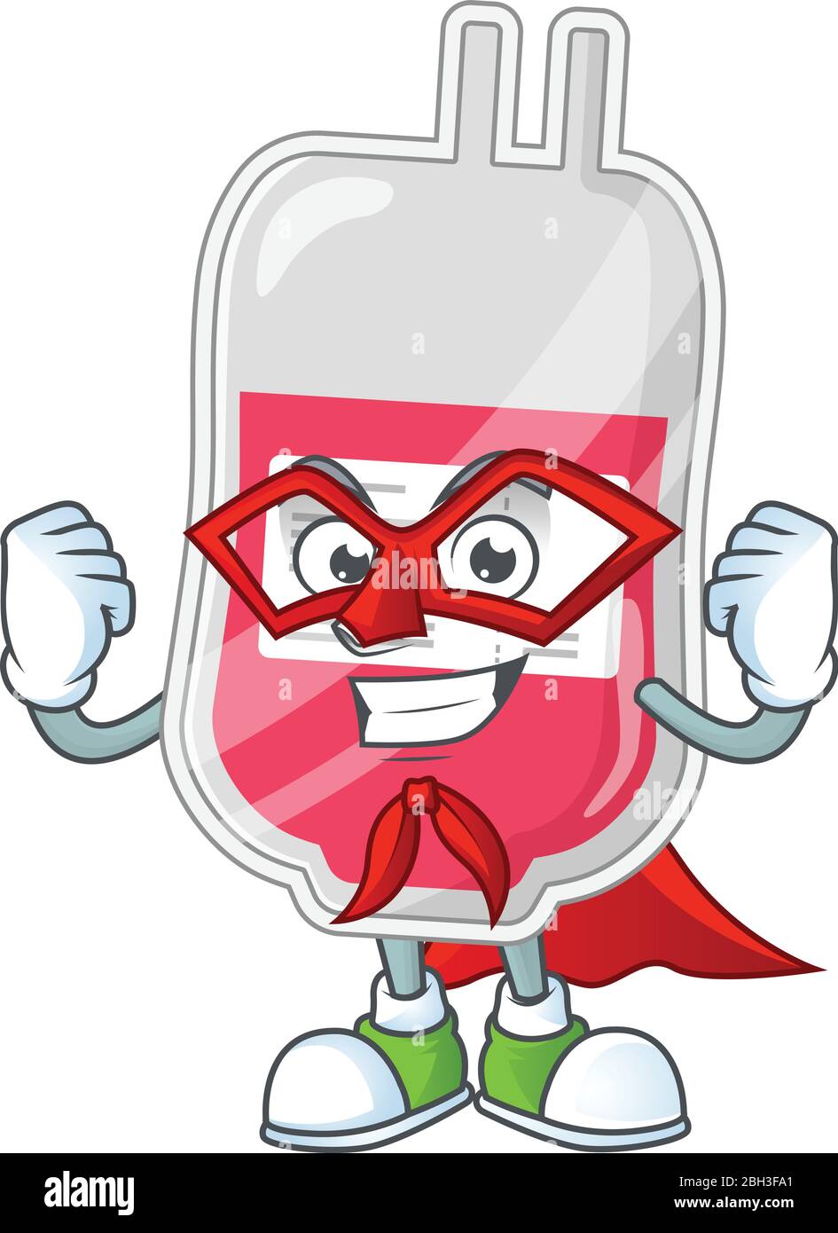 Bag of blood cartoon design concept dressed as Super hero Stock Vector ...